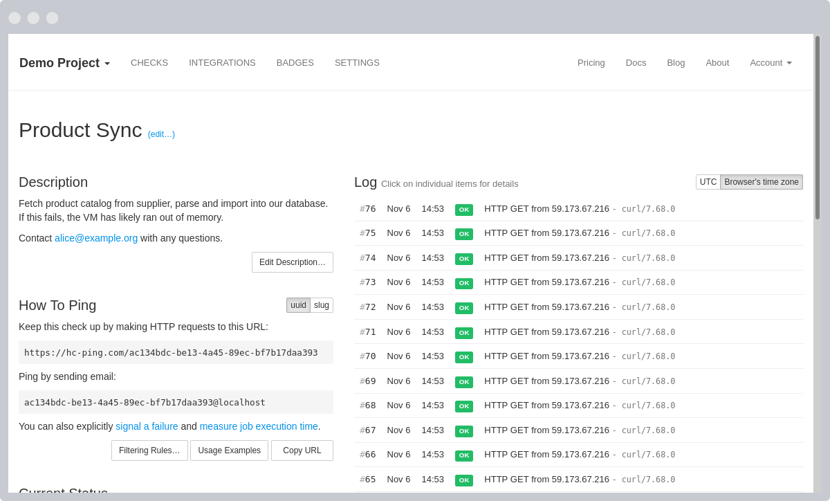 Cron Job Monitoring - Healthchecks.io